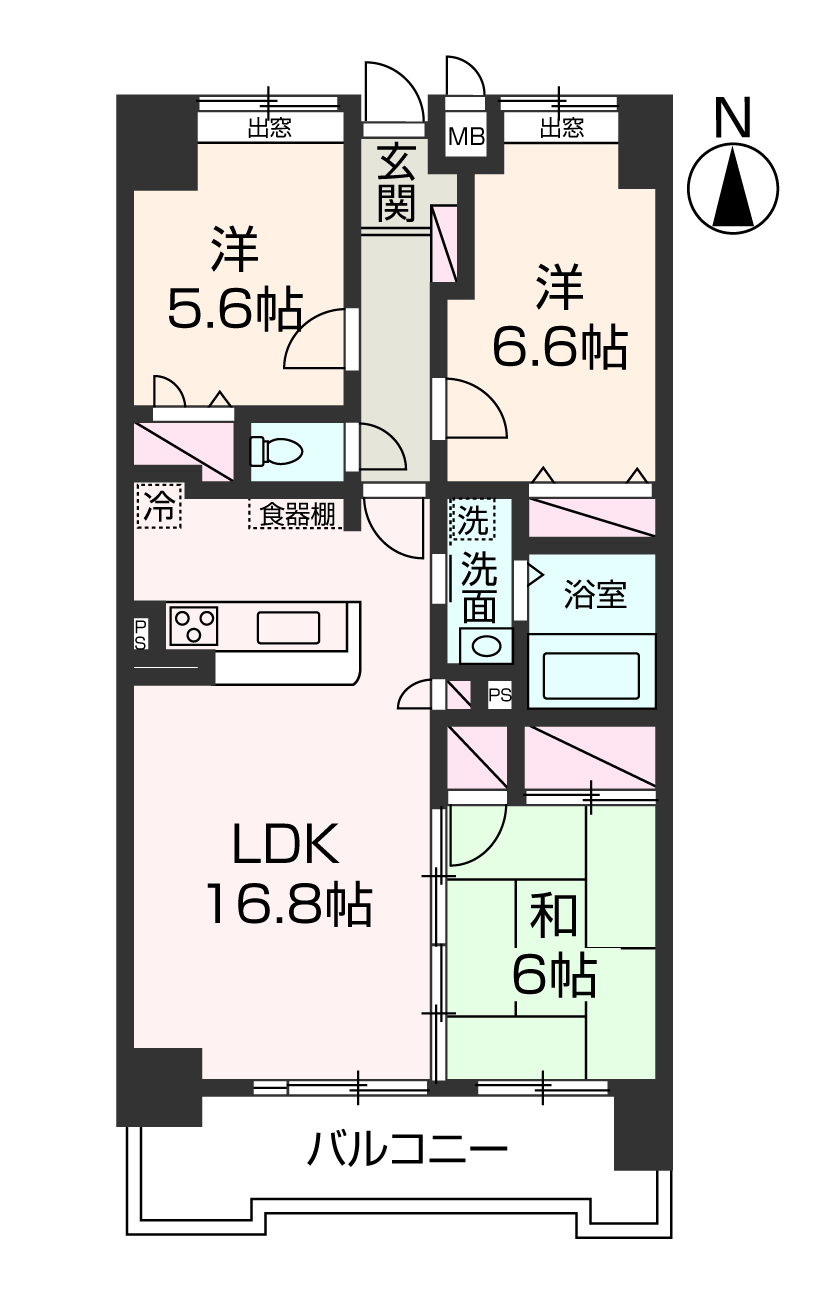 【新規物件のご案内】グレイス医大南パークサイドⅡ 7階 3LDK | レッドファイブ不動産